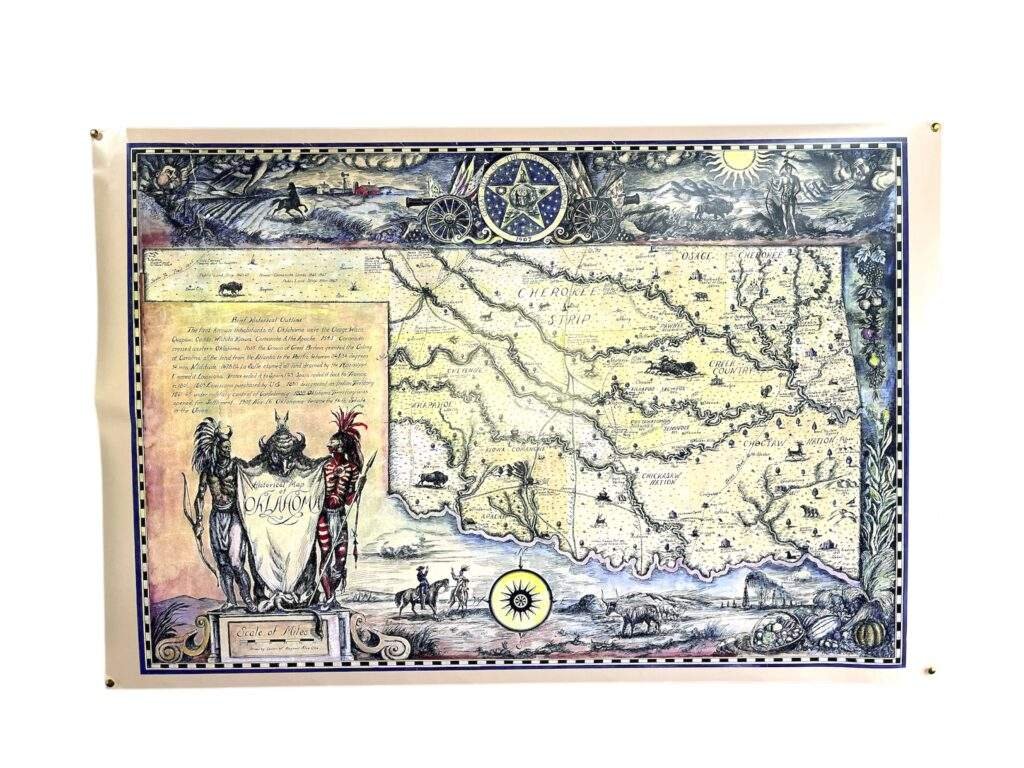 Native Oklahoma Large Map (Blue Trim) - SampleOklahoma.com